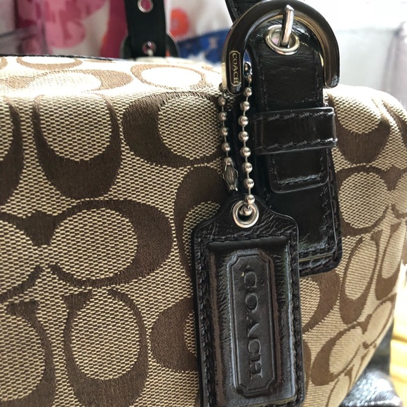 Coach | Bags | Coach Logo Patent Leather Round Duffel Purse Bag | Poshmark